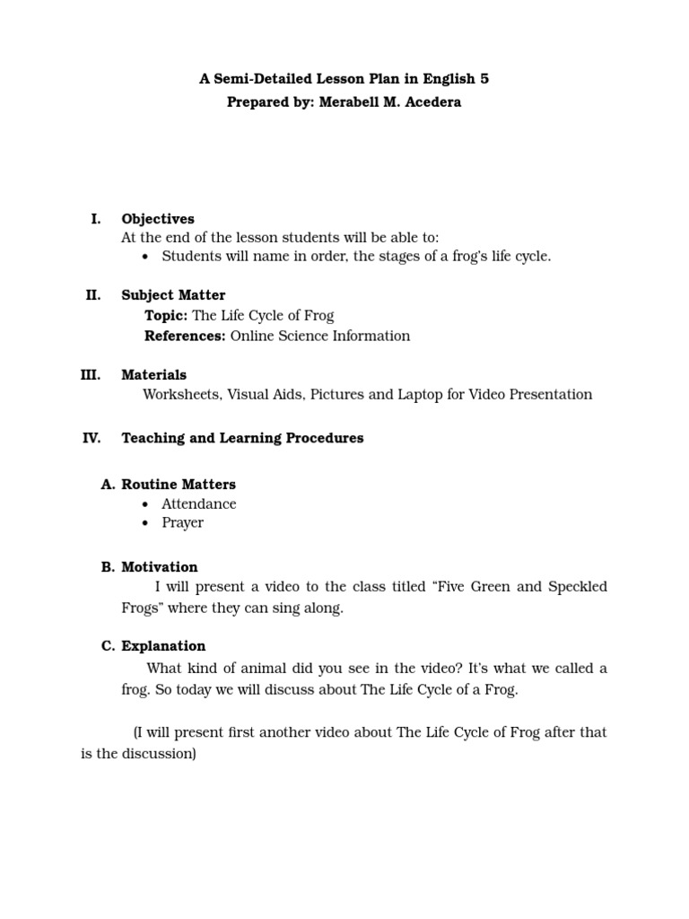 Frog Life Cycle Lesson Plan 3rd Grade Life Cycle Of A Frog Stages Of