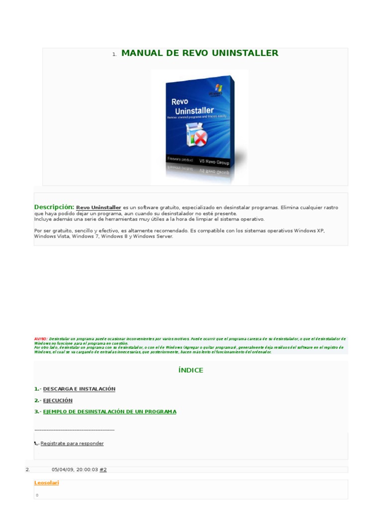 Manual de Revo Uninstaller | PDF | Archivo de computadora | Microsoft ...