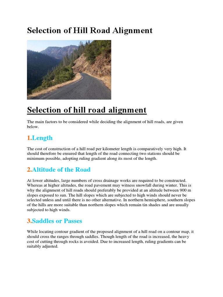 Selection of Hill Road Alignment | PDF | Road | Tunnel