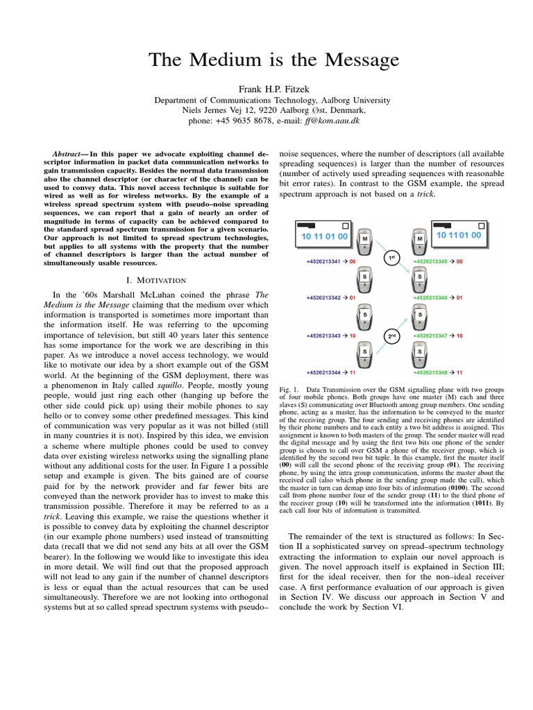 The Medium Is The Message: Frank H.P. Fitzek | PDF | Code Division ...