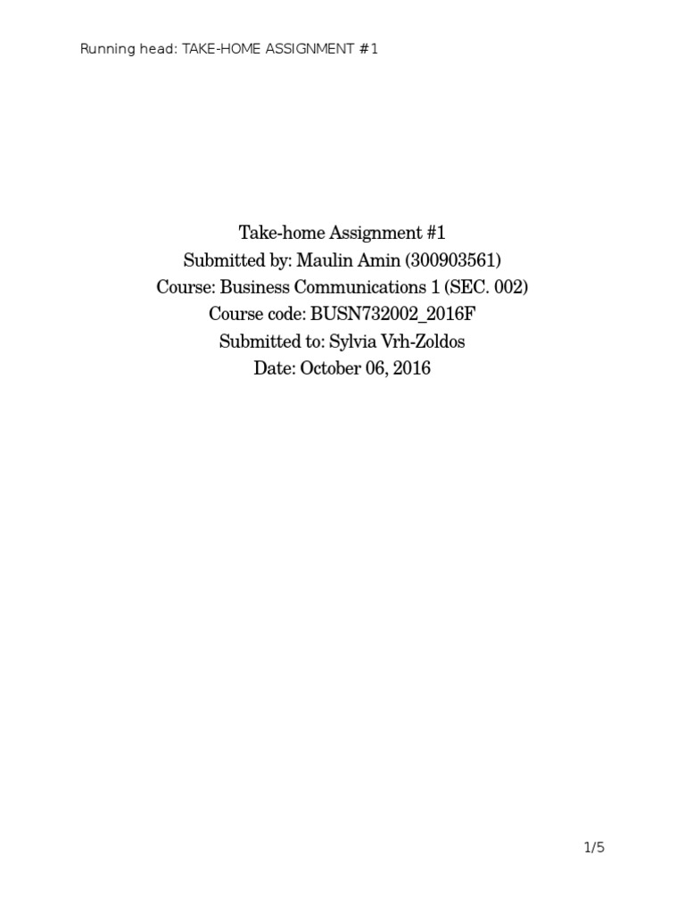 Take-Home Assignment 1 MRA | PDF | Work–Life Balance | Employment