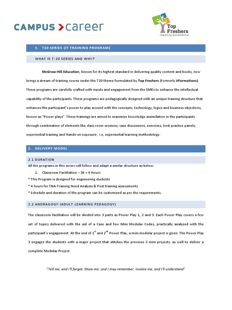 T20 Series IT Training Program Details and Course Outlines | PDF | Class (Computer Programming ...