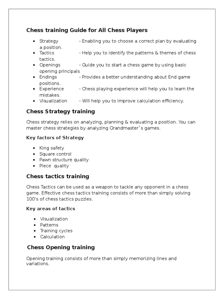 A Comprehensive Chess Training Guide for Developing Strategy, Tactics ...