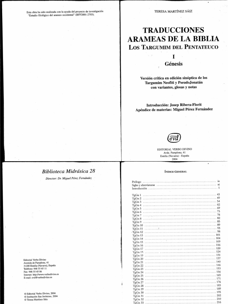 Teresa Martinez, Traduccion Aramea Delos Targumim Del Pentateuco I ...