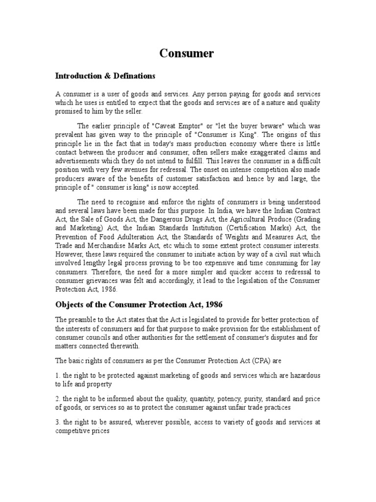 Consumer: Introduction & Definations | PDF | Social Institutions ...