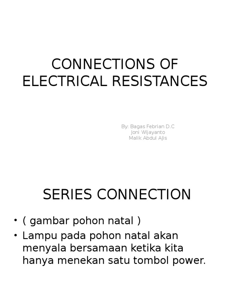 Exploring Series Connections of Electrical Resistances: How Connecting ...