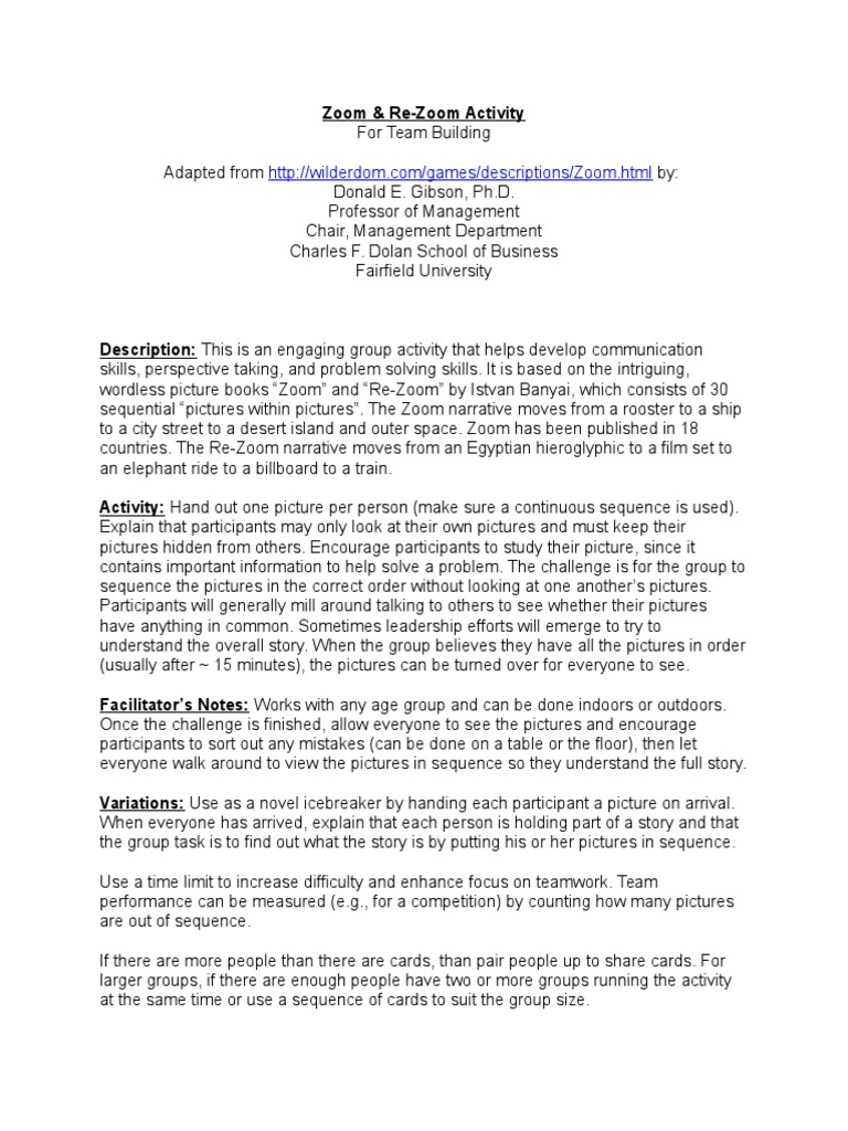 Zoom and Re-Zoom Activity | PDF | Communication | Cognitive Science