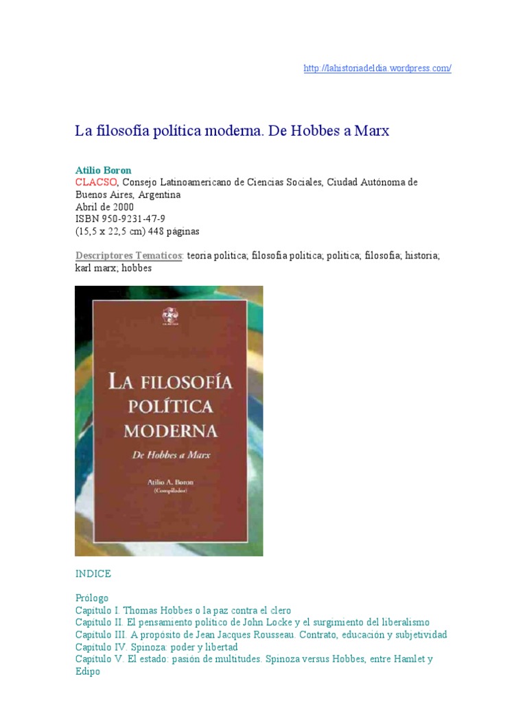 Filosofía Política Moderna: De Hobbes a Marx | PDF | Thomas Hobbes ...