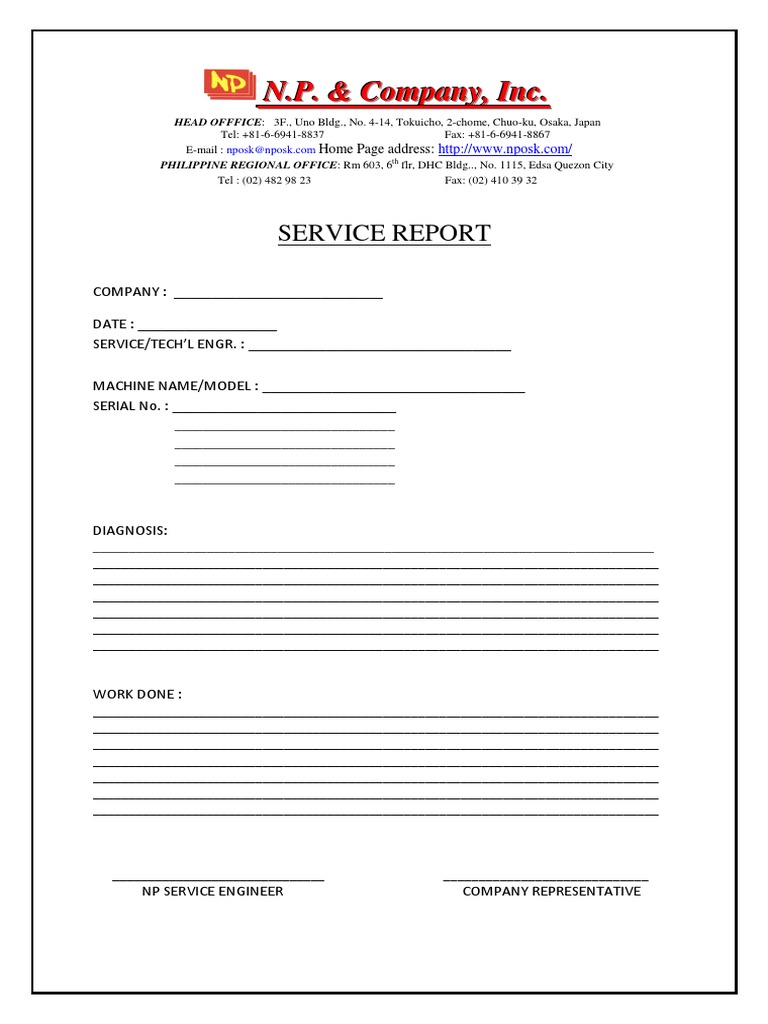 Service Report Form | PDF