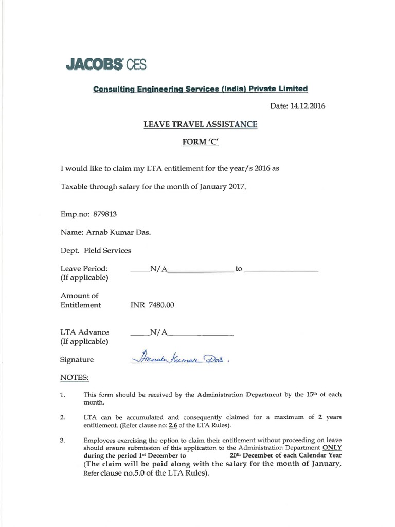 LTA Claim-Form No.'C' | PDF