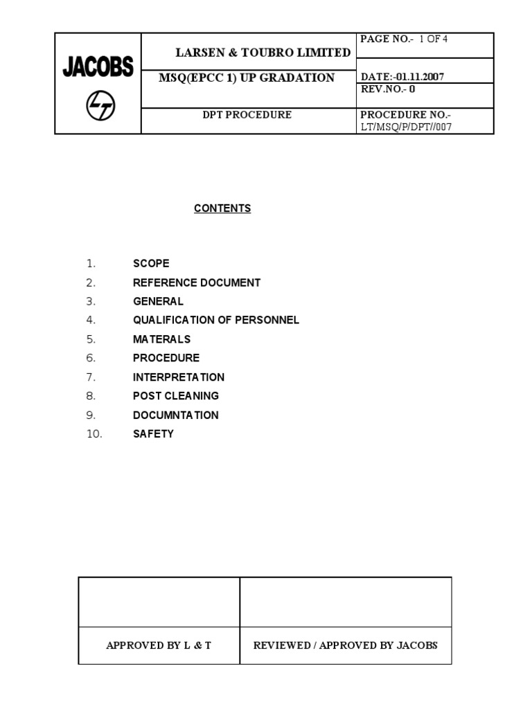 Procedure For DPT PDF | PDF | Industries | Chemistry