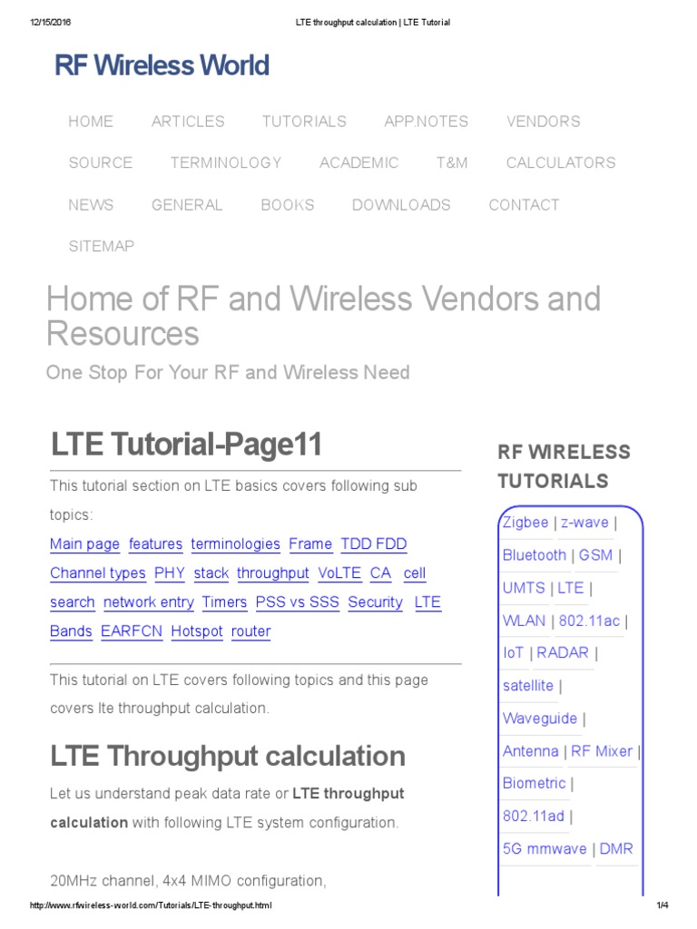 LTE Throughput Calculation _ LTE Tutorial | Lte (Telecommunication ...