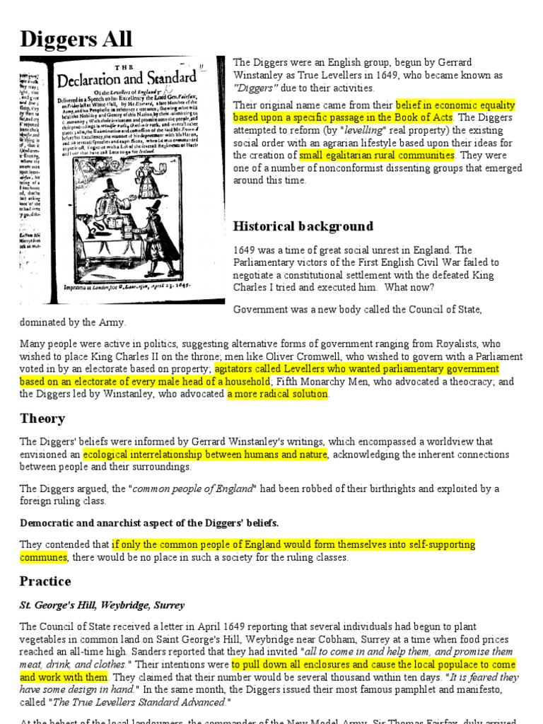 Diggers or True Levellers | PDF | Kingdom Of England