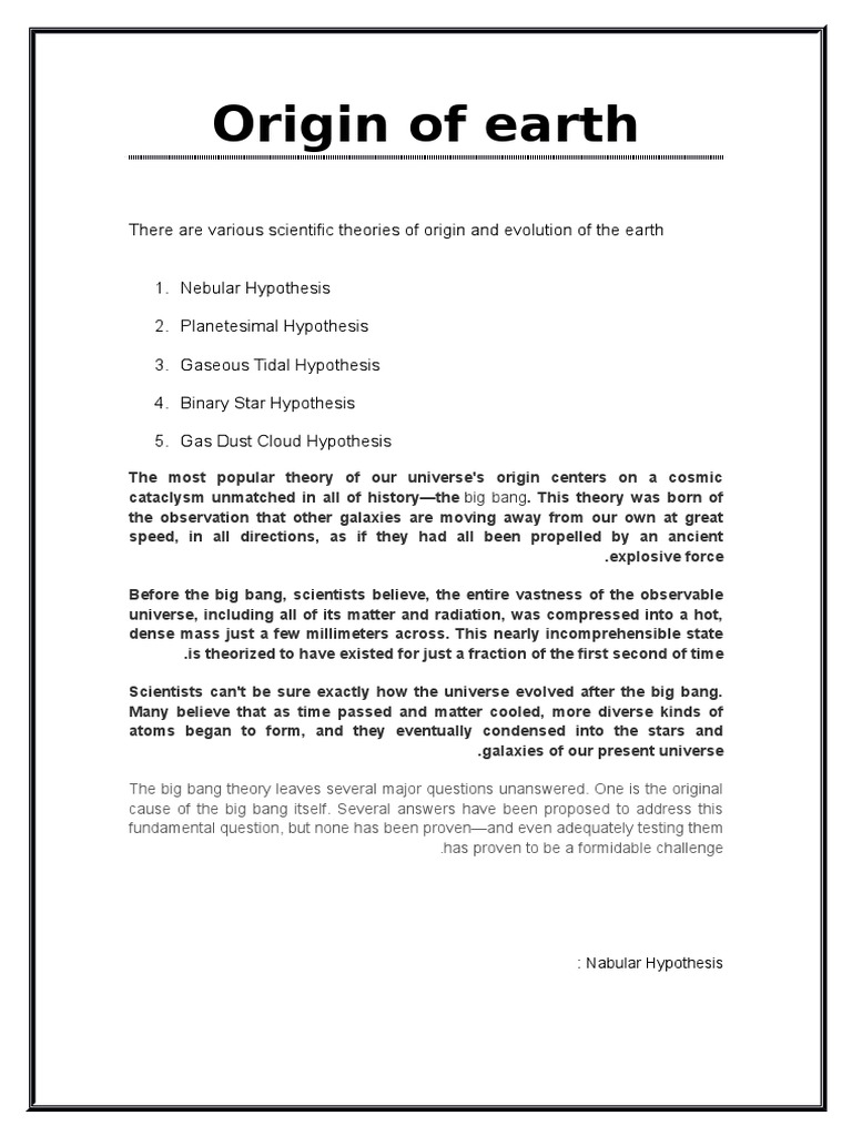 Origin of Earth . | PDF | Planets | Stars