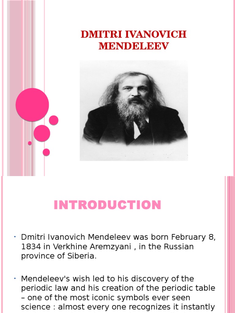 Dmitri Ivanovich Mendeleev Periodic Table