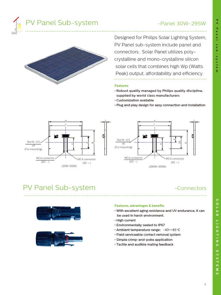 PV Panel Sub-system Specifications | PDF | Electrical Connector ...