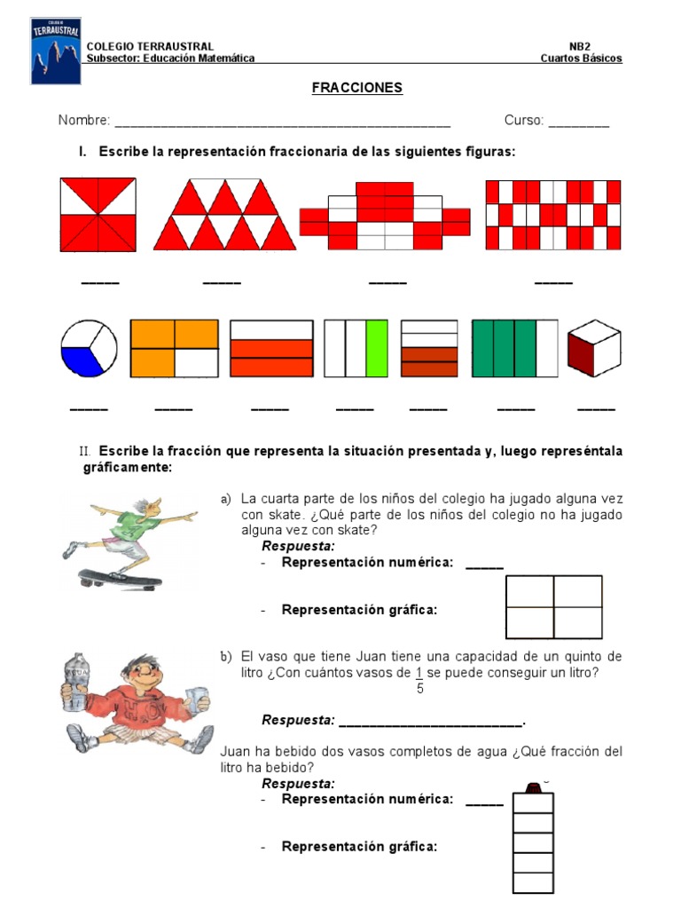 Guía Matemáticas Fracciones Cuarto Básico