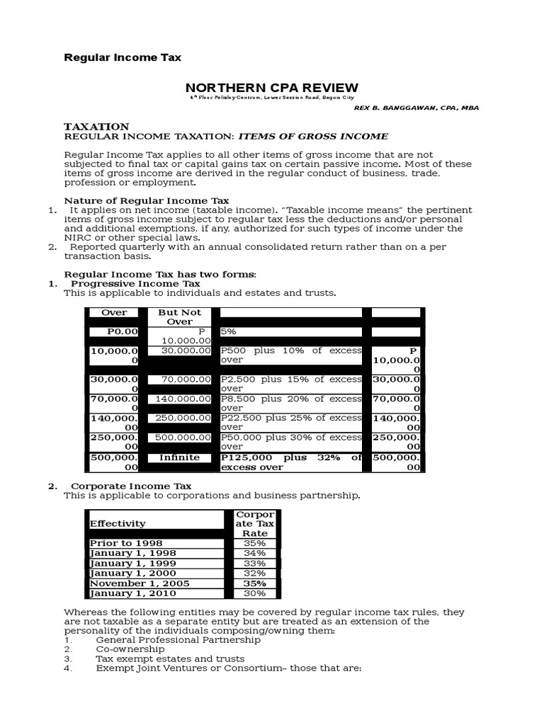 Regular Income Tax | PDF | Taxation In The United States | Gross Income