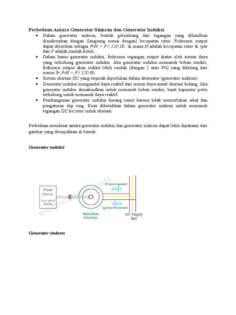 Perbedaan Generator Sinkron Dan Asynkron | PDF