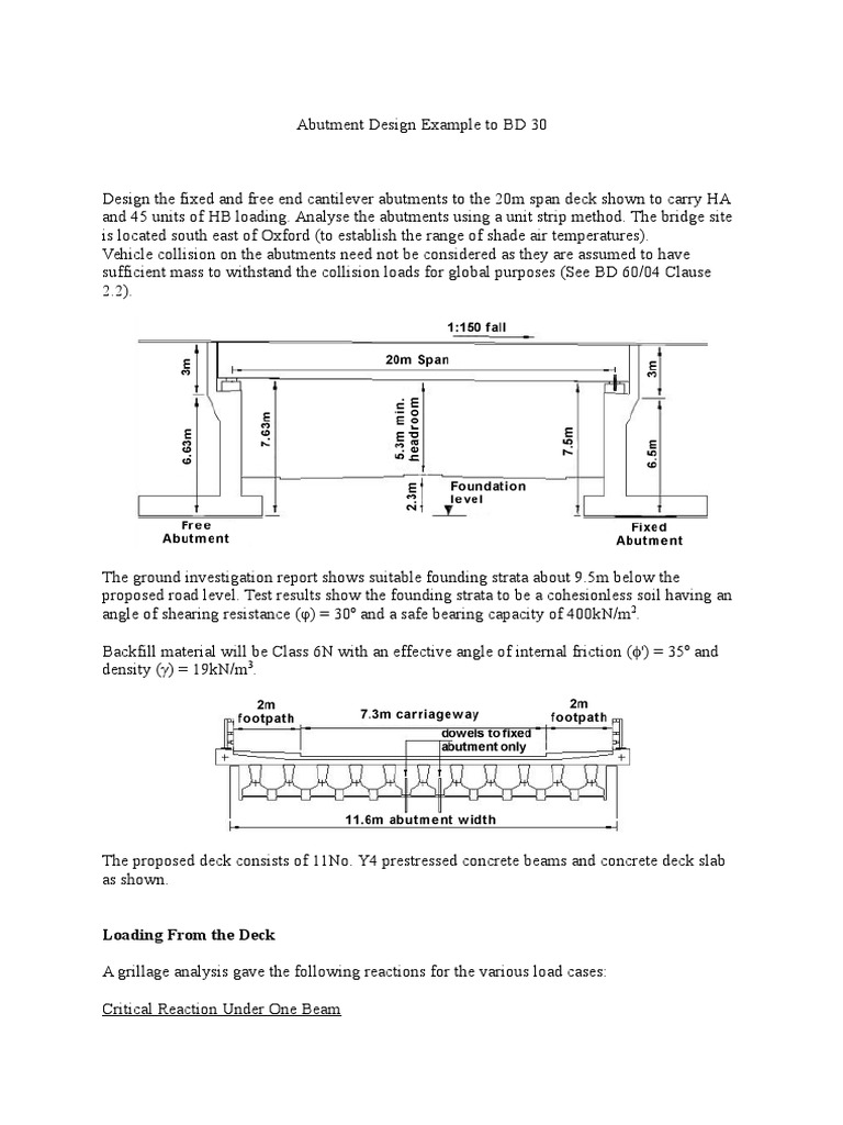 Bridge Abutment Design Example | PDF | Bearing (Mechanical) | Concrete