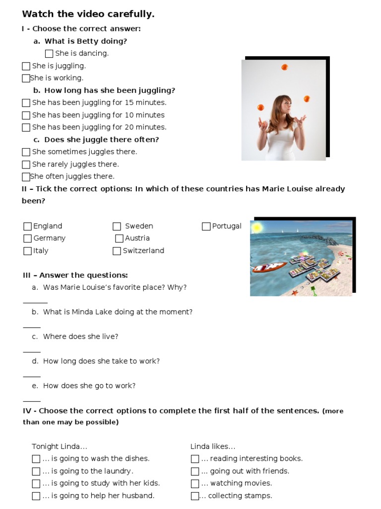 Video Comprehension Quiz Instructions | PDF