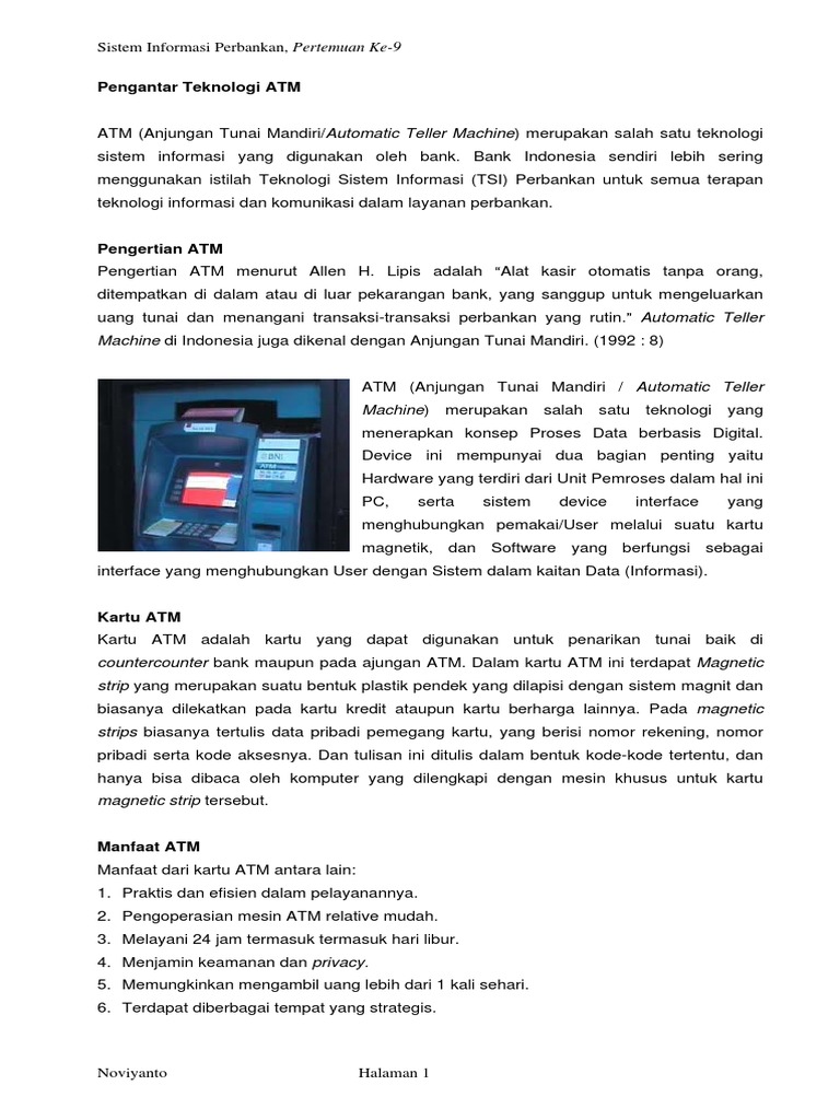 Pengertian dan Manfaat ATM dalam Perbankan | PDF