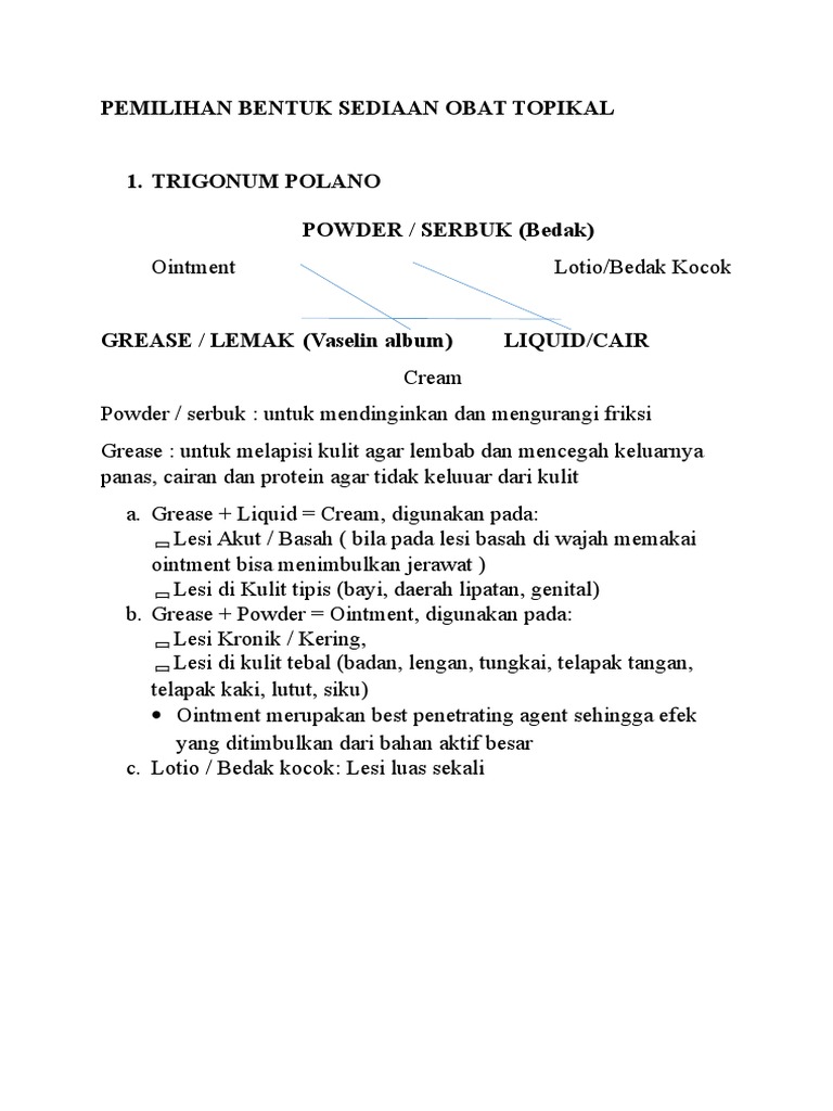 Pemilihan Bentuk Sediaan Obat Topikal | PDF