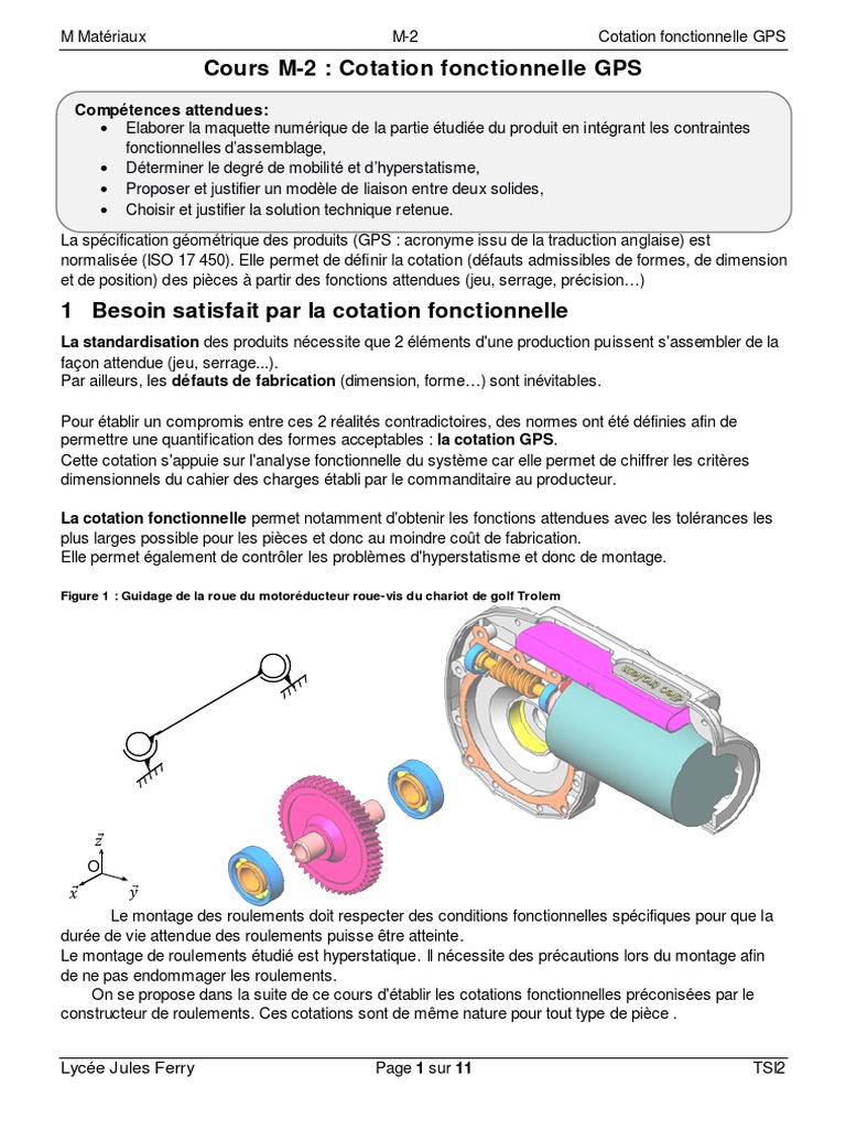 Cours M 2 Cotation | Tolérance géométrique | Ingénierie mécanique