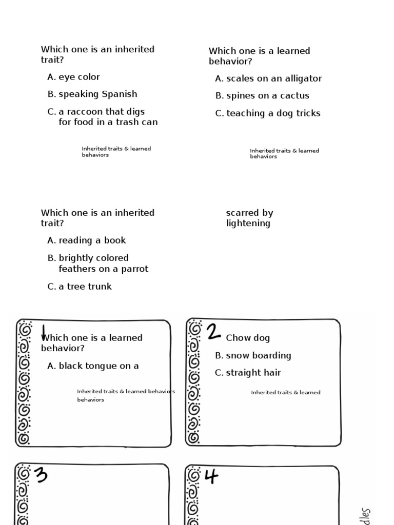 Inherited Traits Task Cards | PDF