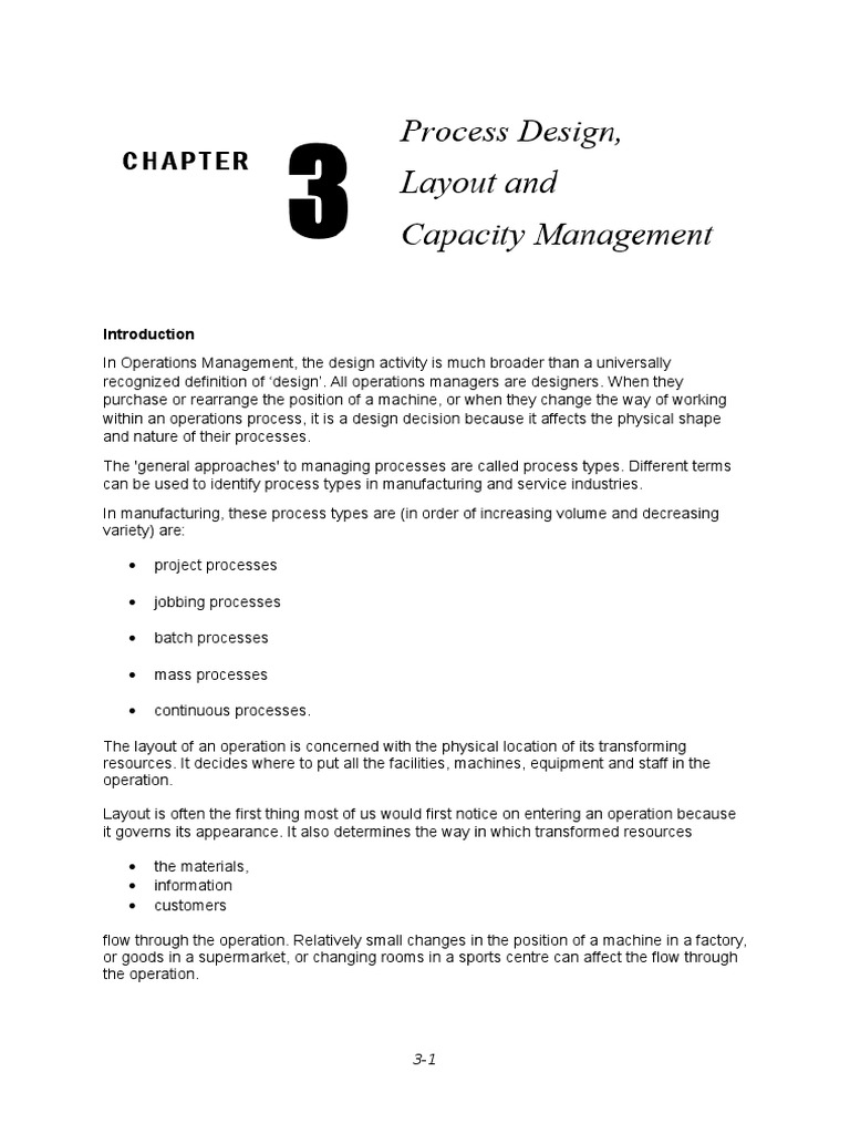 Chapter 3 Process Design Layout and Capacity Management | PDF | Operations Management ...