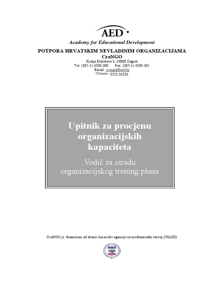 Upitnik Za Procjenu Organizacijskih Kapaciteta | PDF