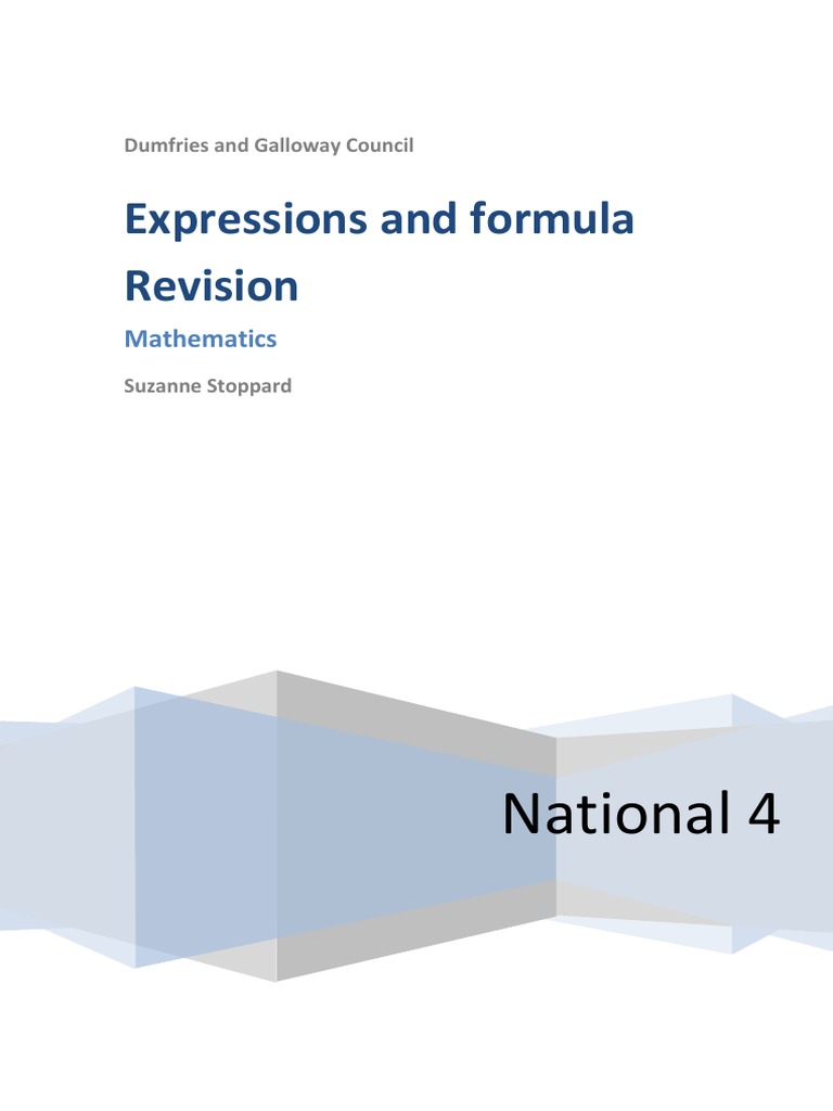 National 4 Expressions and Formula Revision | PDF | Formula | Statistics