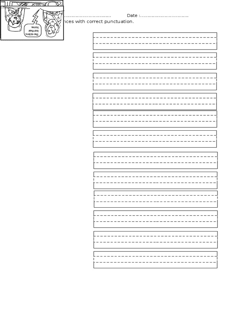 Write The Sentences With Correct Punctuation.: Name: Date | PDF ...