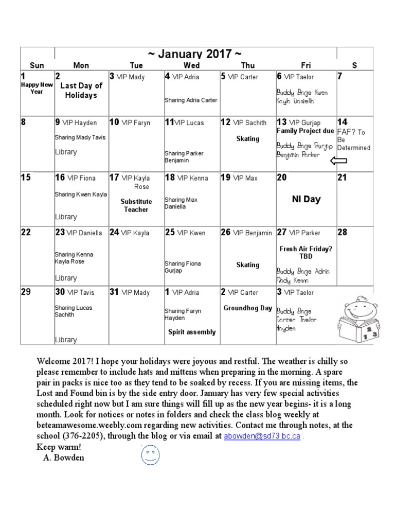 January Calendar | PDF