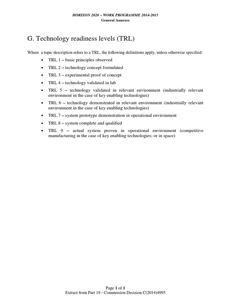 h2020 wp1415 Annex G TRL - en PDF | PDF | Science | Science And Technology