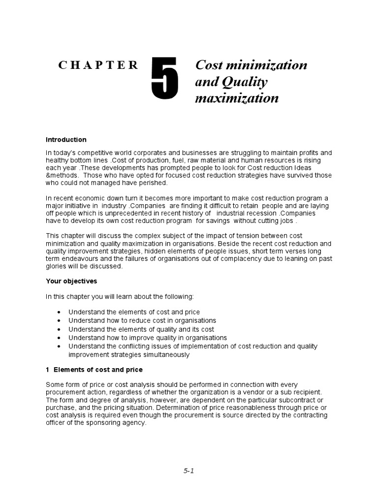 Chapter 5 Cost Minimization and Profit Maximinization | PDF | Strategic Management | Supply ...