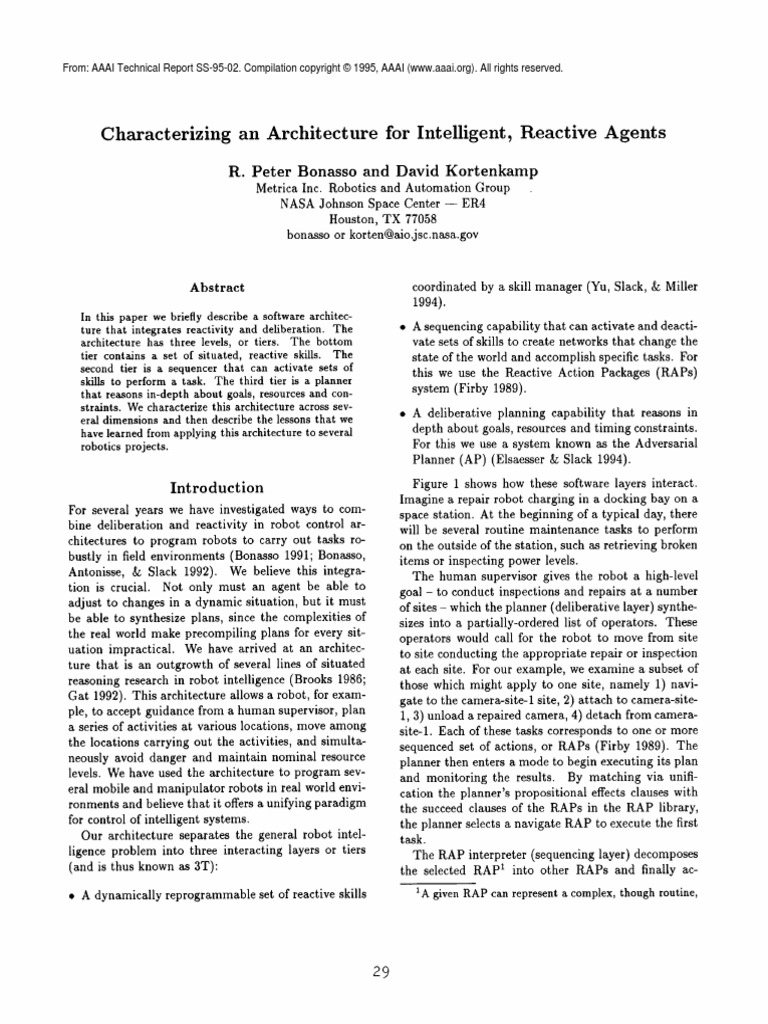 Characterizing An Architecture For Intelligent, Reactive Agents | PDF ...
