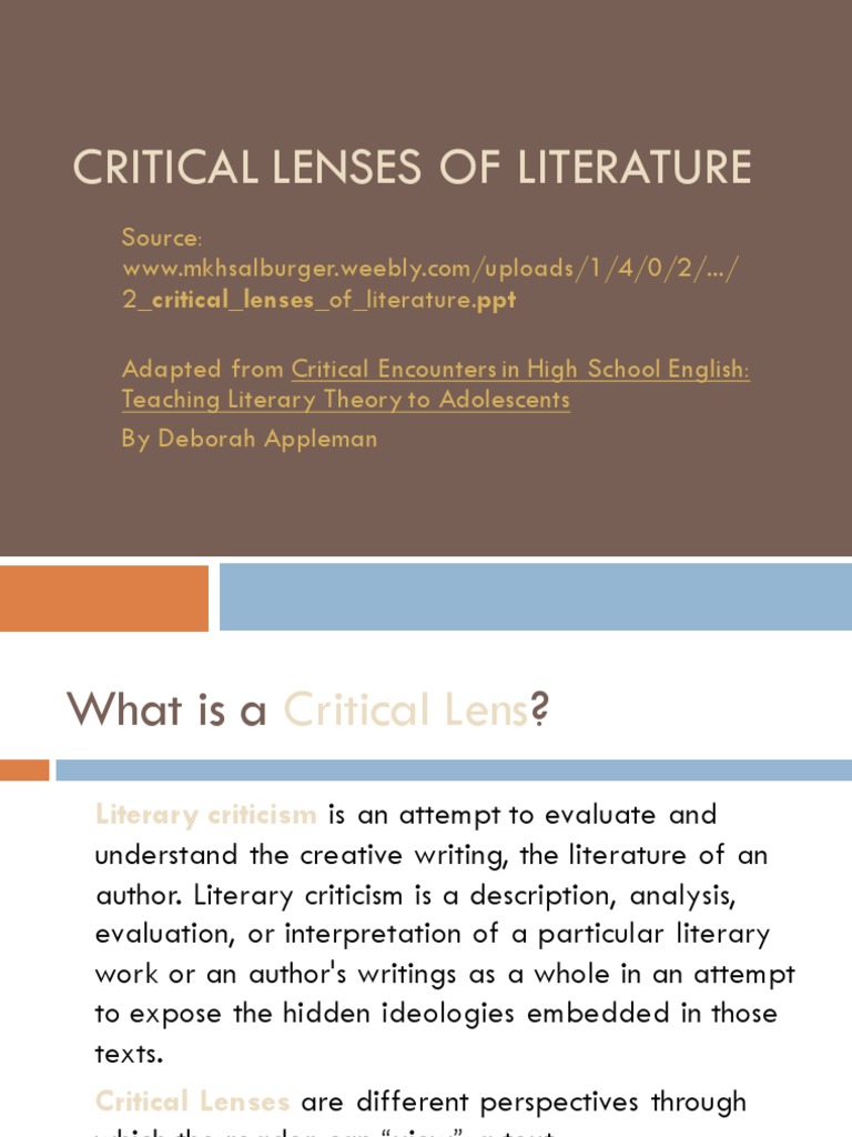 2 Critical Lenses of Literature | PDF | Critical Theory | Science