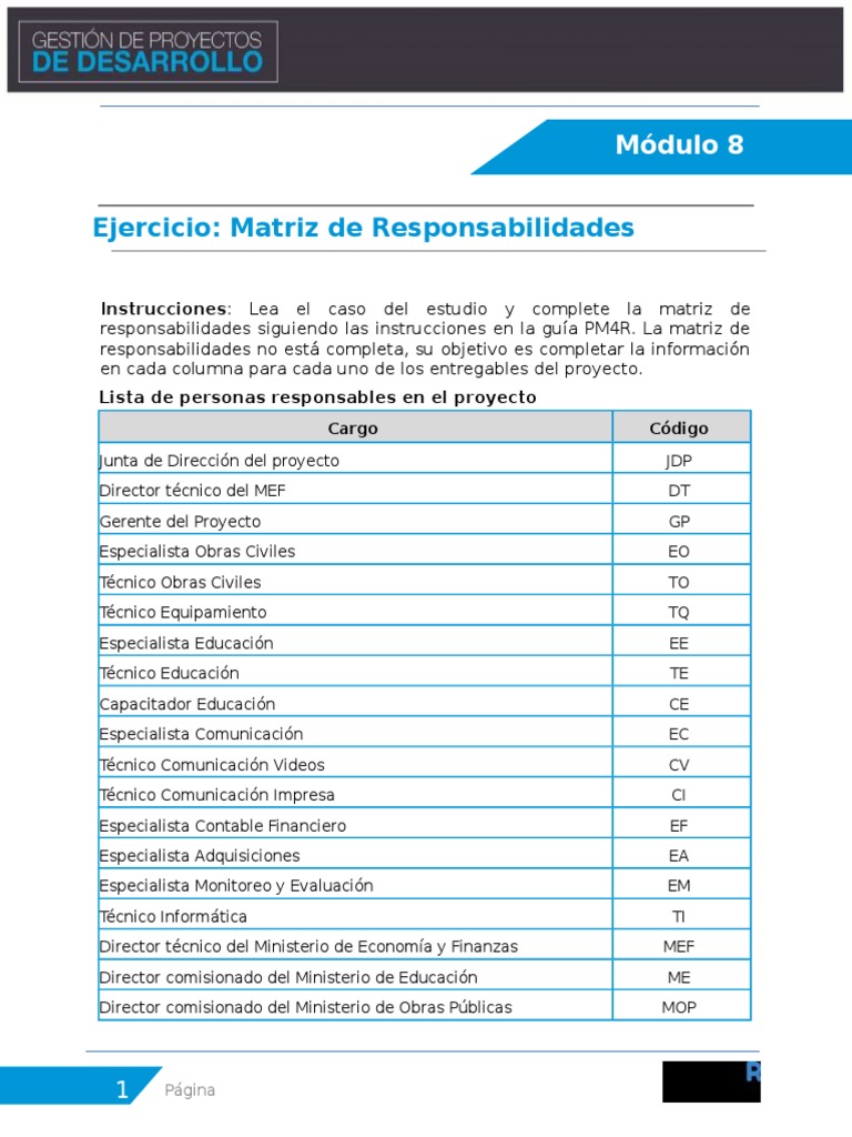 Ejercicio Matriz de Responsabilidades | PDF