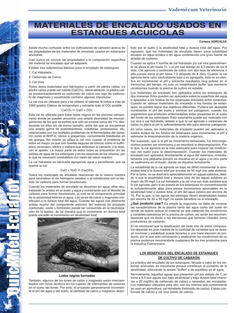Propiedades del Encalado en Camaroneras | PDF | Calcio | Ph