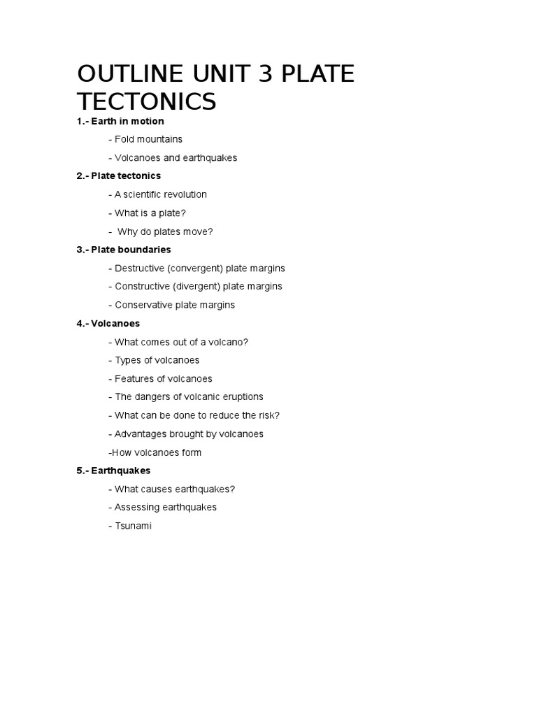 Outline Unit 3 Plate Tectonics | PDF