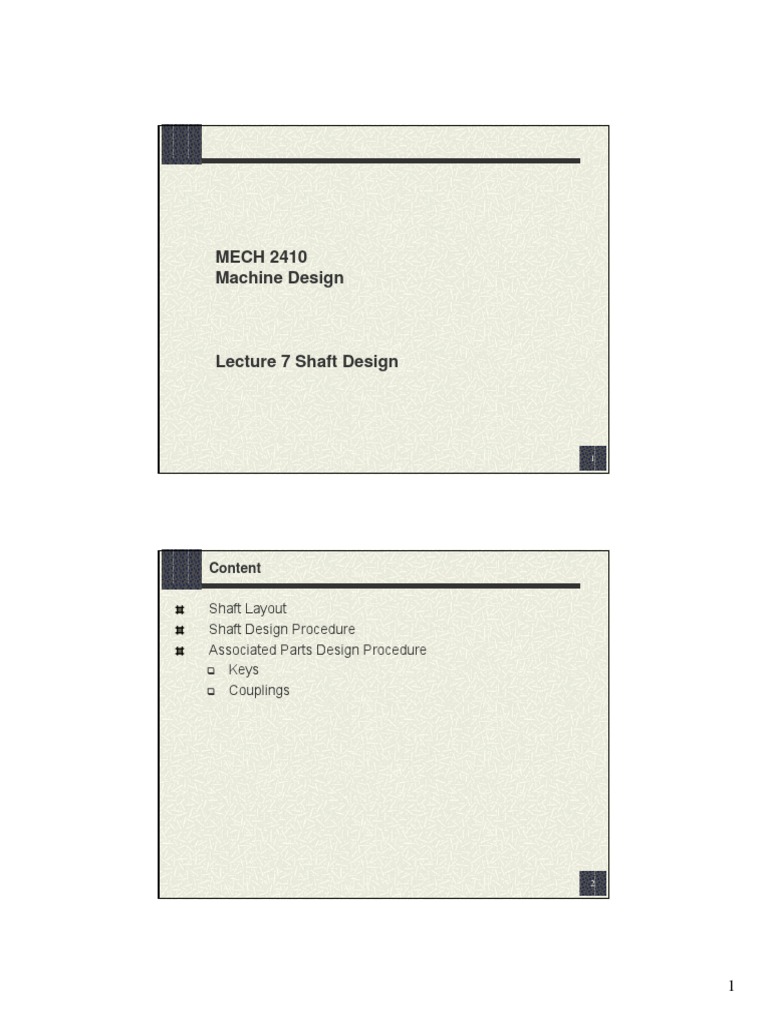 MECH2410 - Lecture 7 Shaft Design | PDF | Strength Of Materials ...
