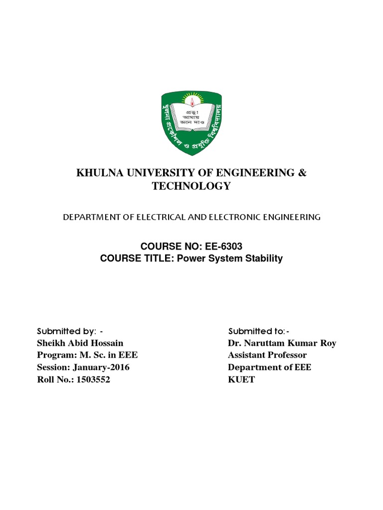 Assignment On Power System Stability | PDF | Biogas | Geothermal Energy