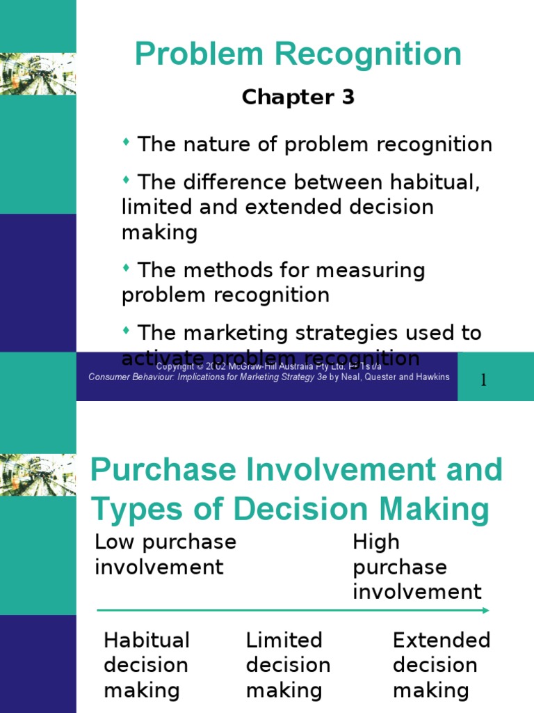 Problem Recognition: Consumer Behaviour: Implications For Marketing Strategy 3e by Neal, Quester ...