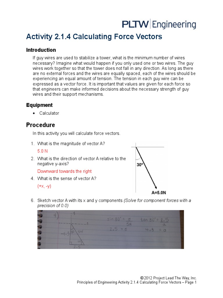 2 1 4 A Calculatingforcevectors | PDF | Euclidean Vector | Force
