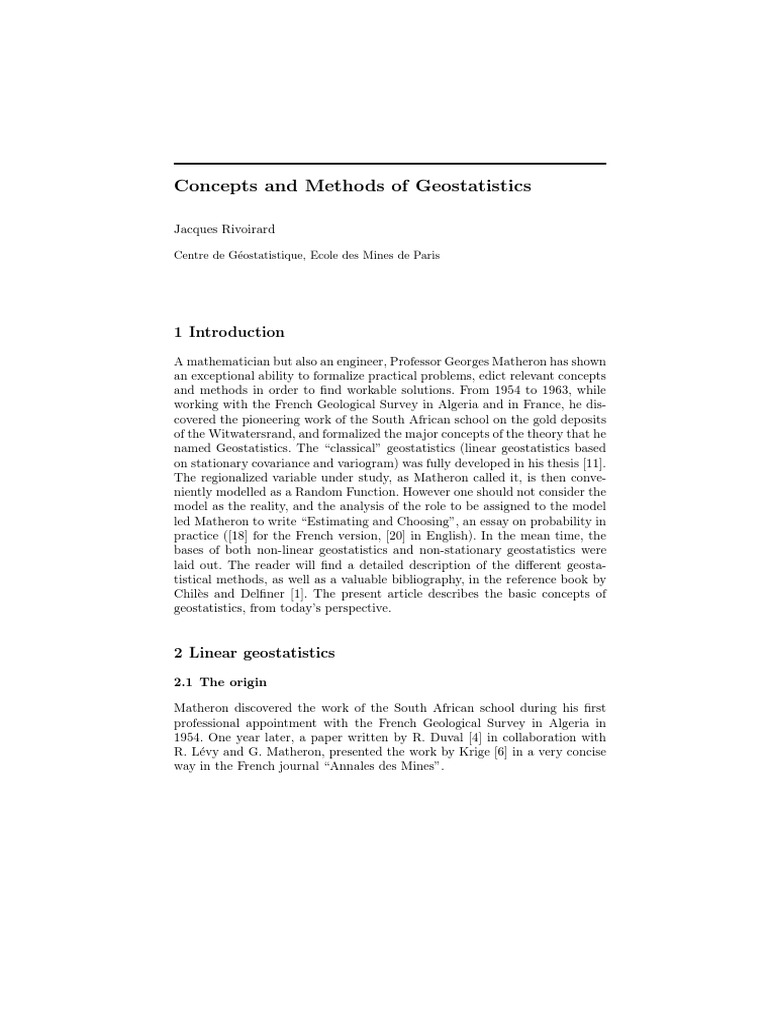 Concepts and Methods of Geostatistics | PDF | Variance | Normal ...