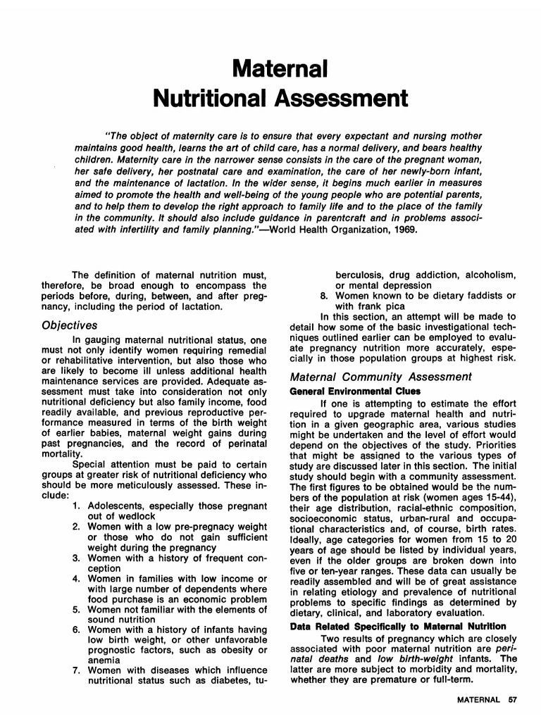 Maternal Nutritional Assessment | PDF | Anemia | Folic Acid