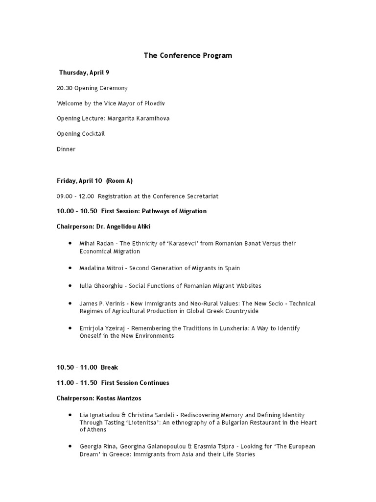 7 TH Conference Program | PDF | Greece | Anthropology