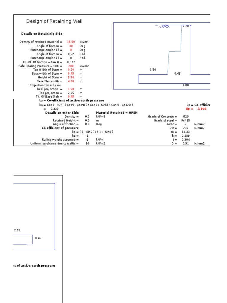 RCC Retaining Wall1 | Download Free PDF | Pressure | Mechanical Engineering