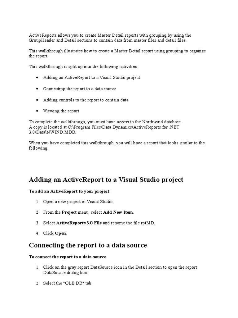 ActiveReports Allows You To Create Master Detail Reports With Grouping ...